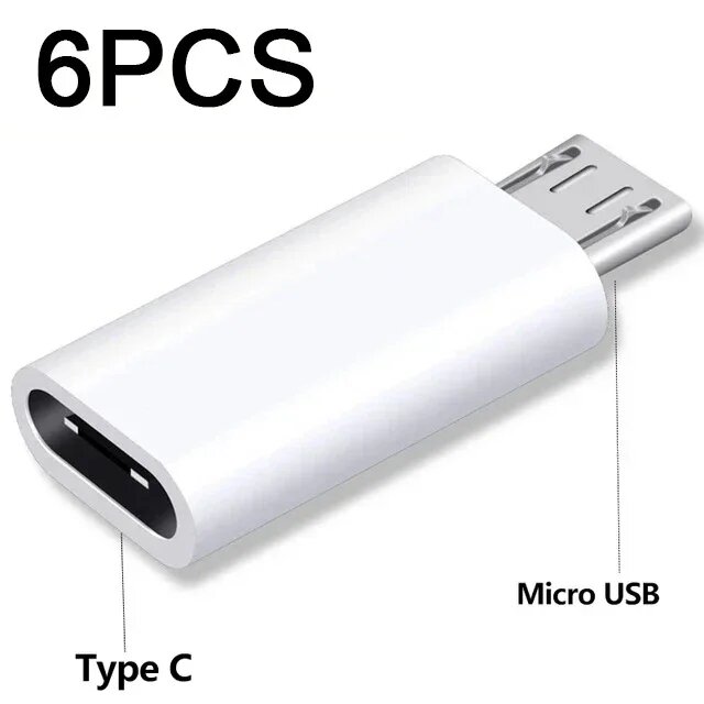 Адаптеры для телефонов Micro USB на Type C Android OTG Конвертер USB C «папа» на разъемы Micro Female для планшетов IPhone Xiaomi Huawei 6Pcs TypeC to Micro2
