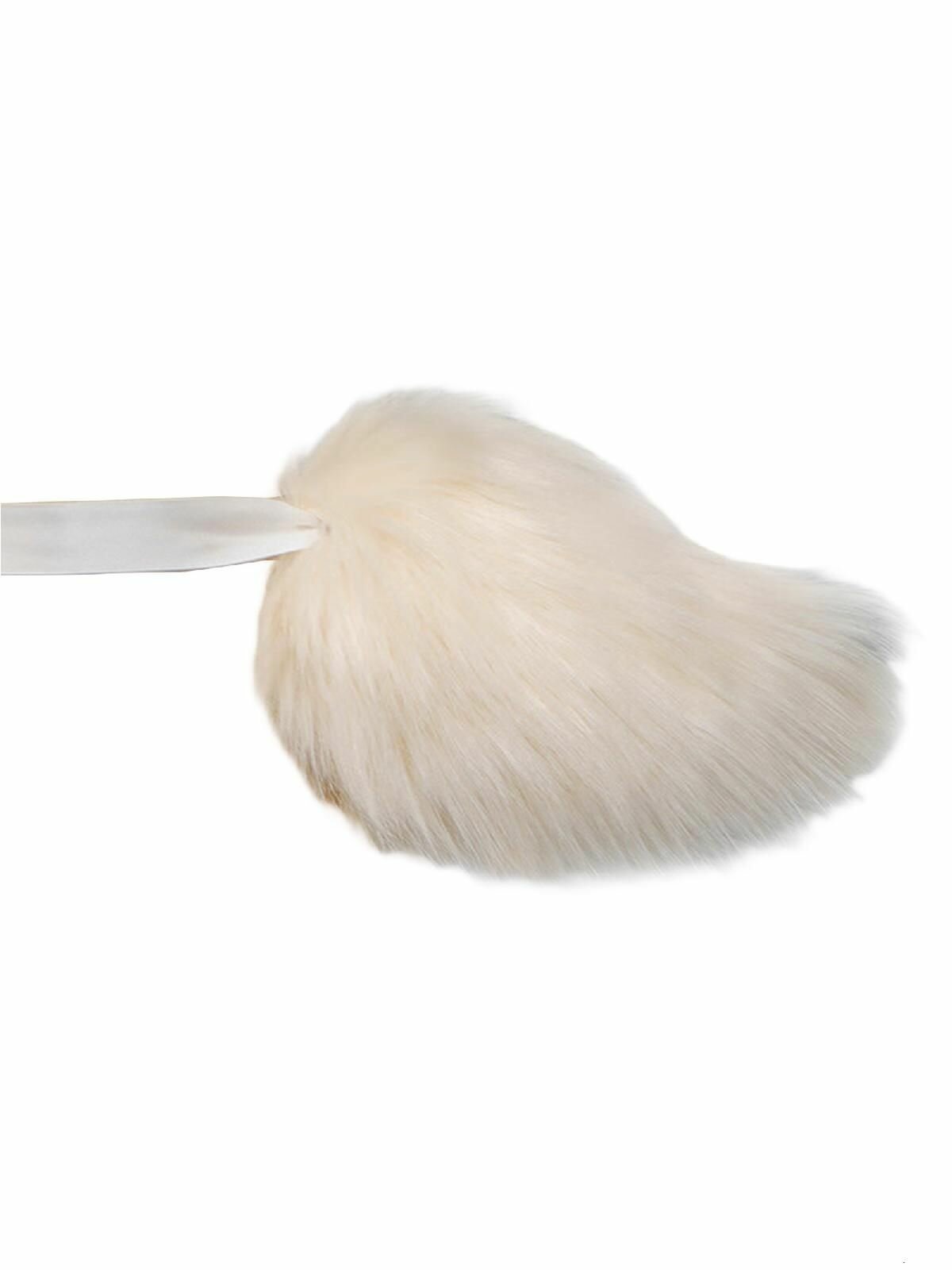 Ободок с ушками и хвостом из искусственного меха для костюма кролика на Хэллоуин, Кроличий хвост бежевого цвета