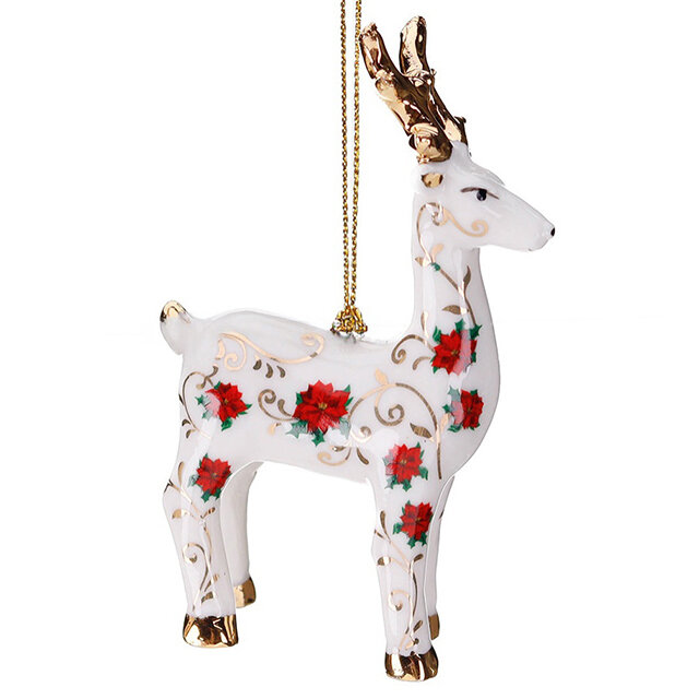 Фарфоровая елочная игрушка Олень Рудольф - Посланник Рождества 10 см, Goodwill, MO96500-2