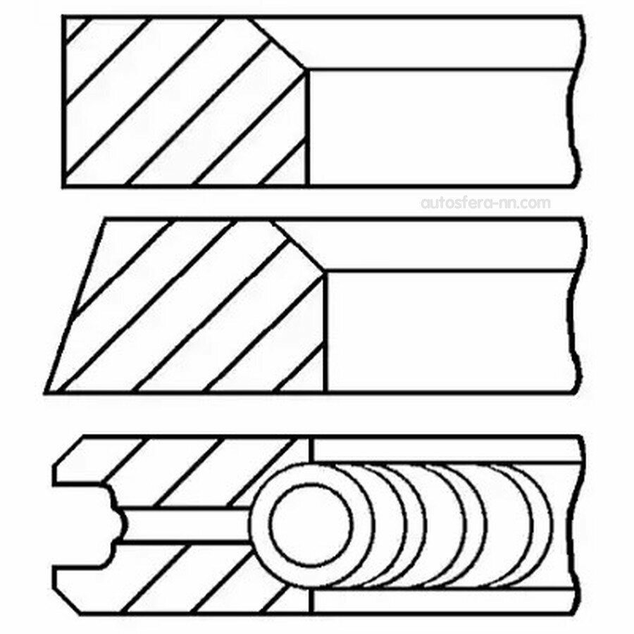 GOETZE 0840521100 Кольца ДВС поршневые (к-т на 1 поршень) VW LT28-55 2.4D -96, Volvo 240-940 2.4D -94