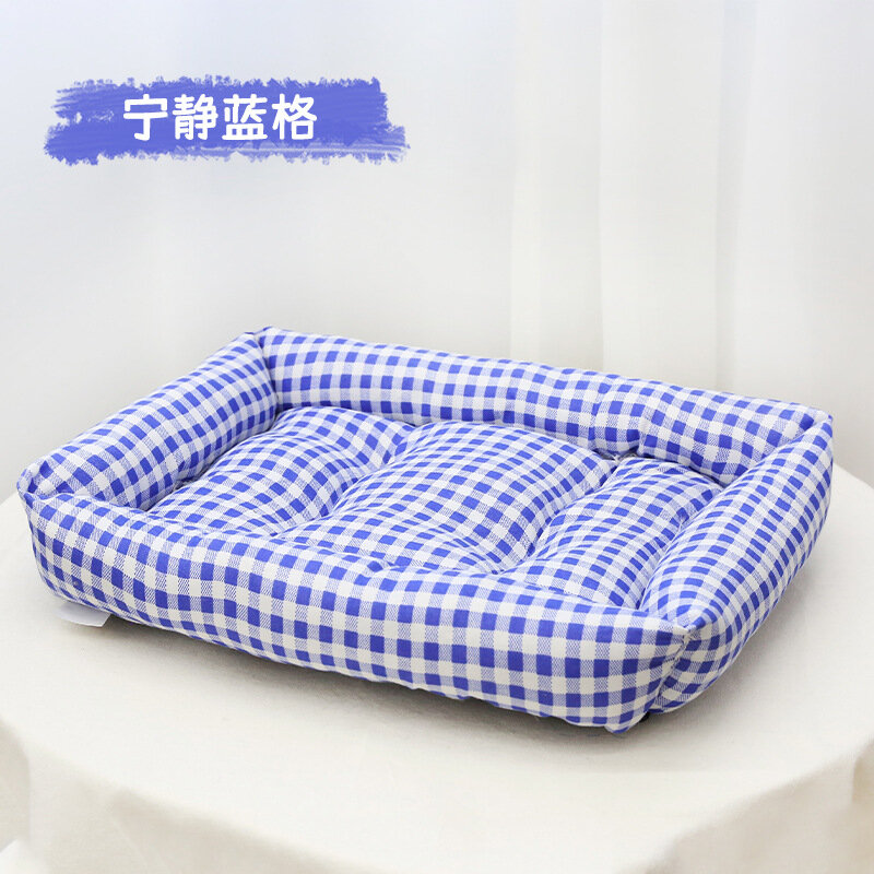 Четыре сезона универсальный маленький и средний кот собачий диван утолщает шею и теплая собачья будка Новая синяя сетка