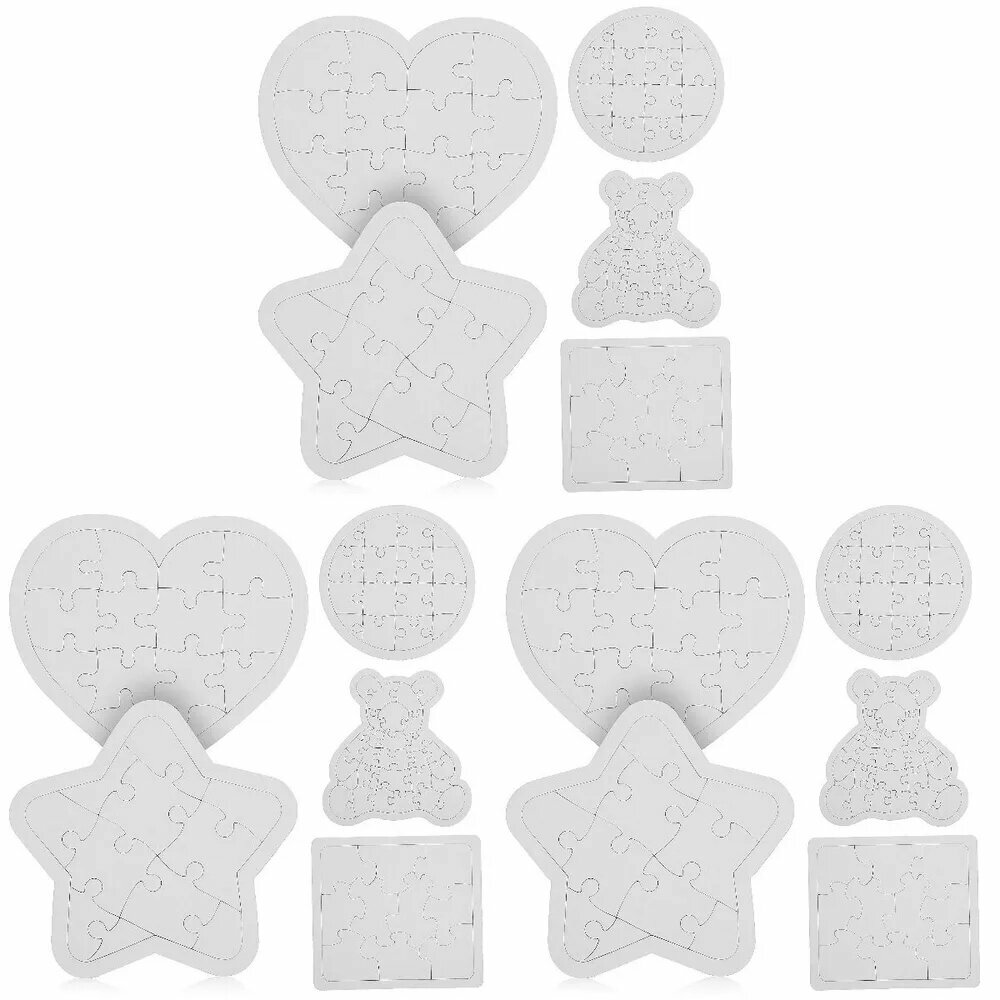 Белые бумажные наборы пазлов с фигурками для раскрашивания и творческого декора, 15 элементов
