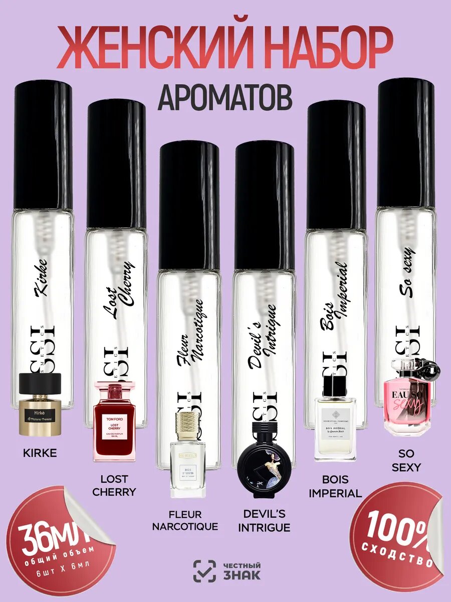 Духи женские , Подарочный набор духов ISSI Cosmetics 36мл, 6 ароматов, женский парфюм по мотивам Том Форд