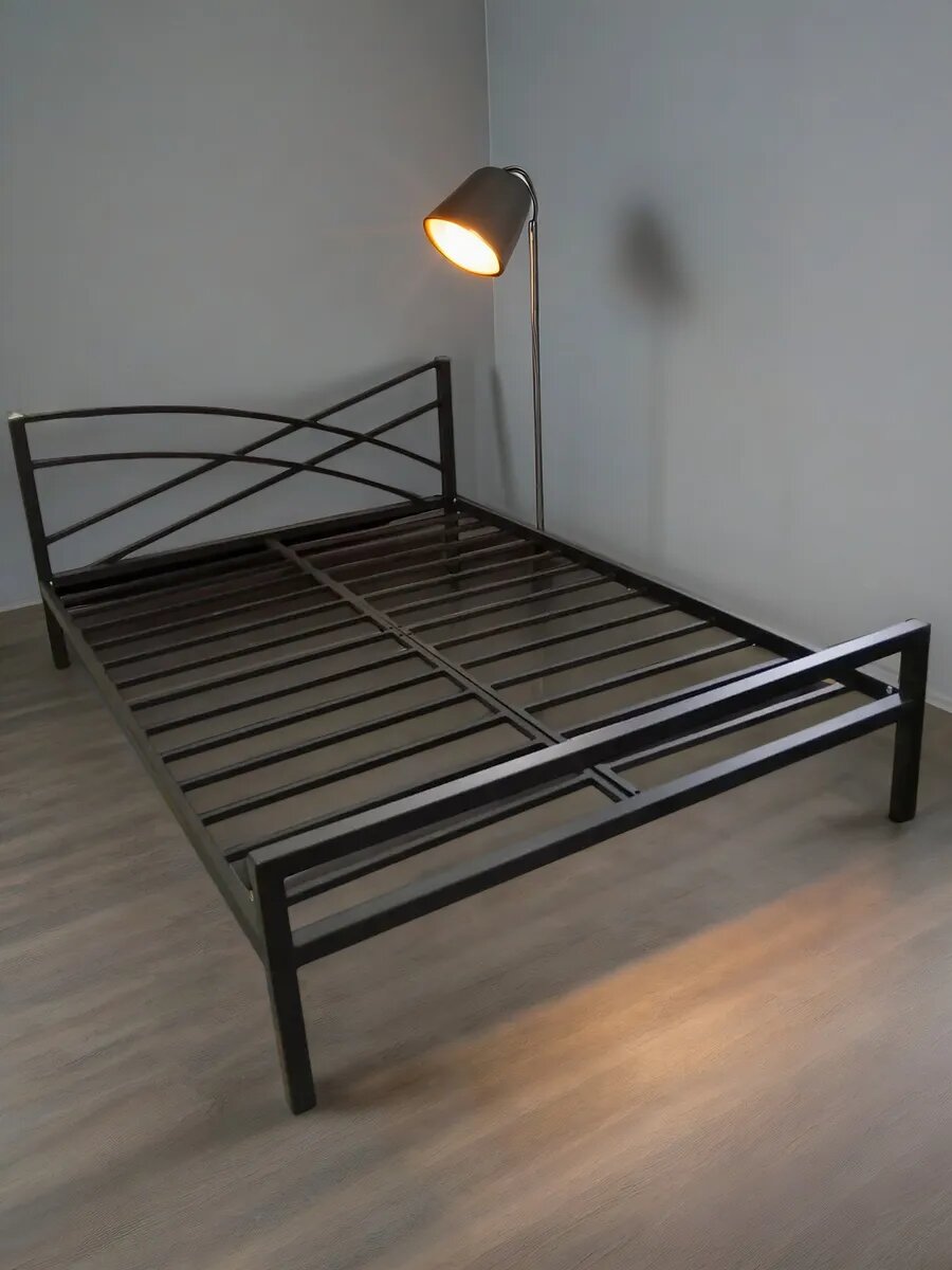 Кровать Loft Mebel "Глория", 200x200см, кованый металл, универсальная, черная