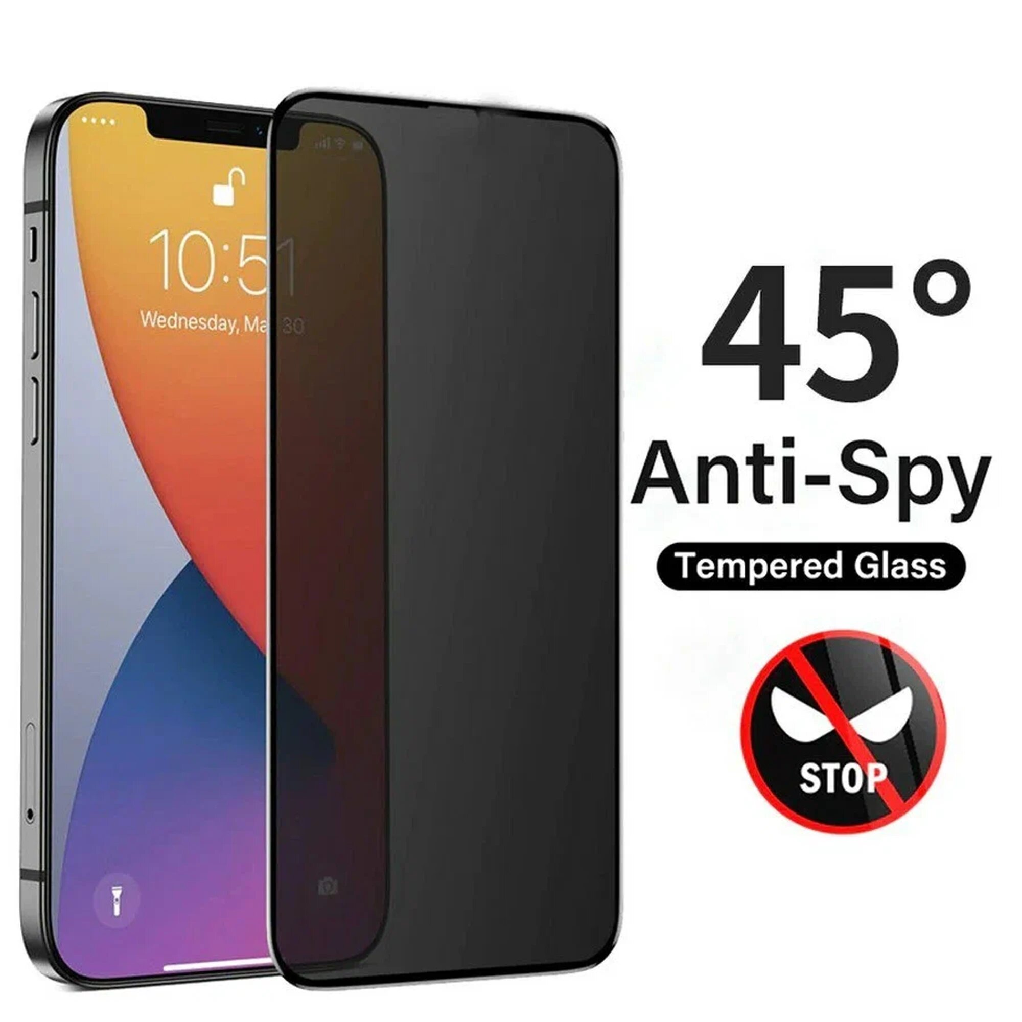 Защитное стекло Антишпион для iPhone 12 /12 PRO / Стекло Антишпион / Стекло для iPhone 12 / 12 PRO