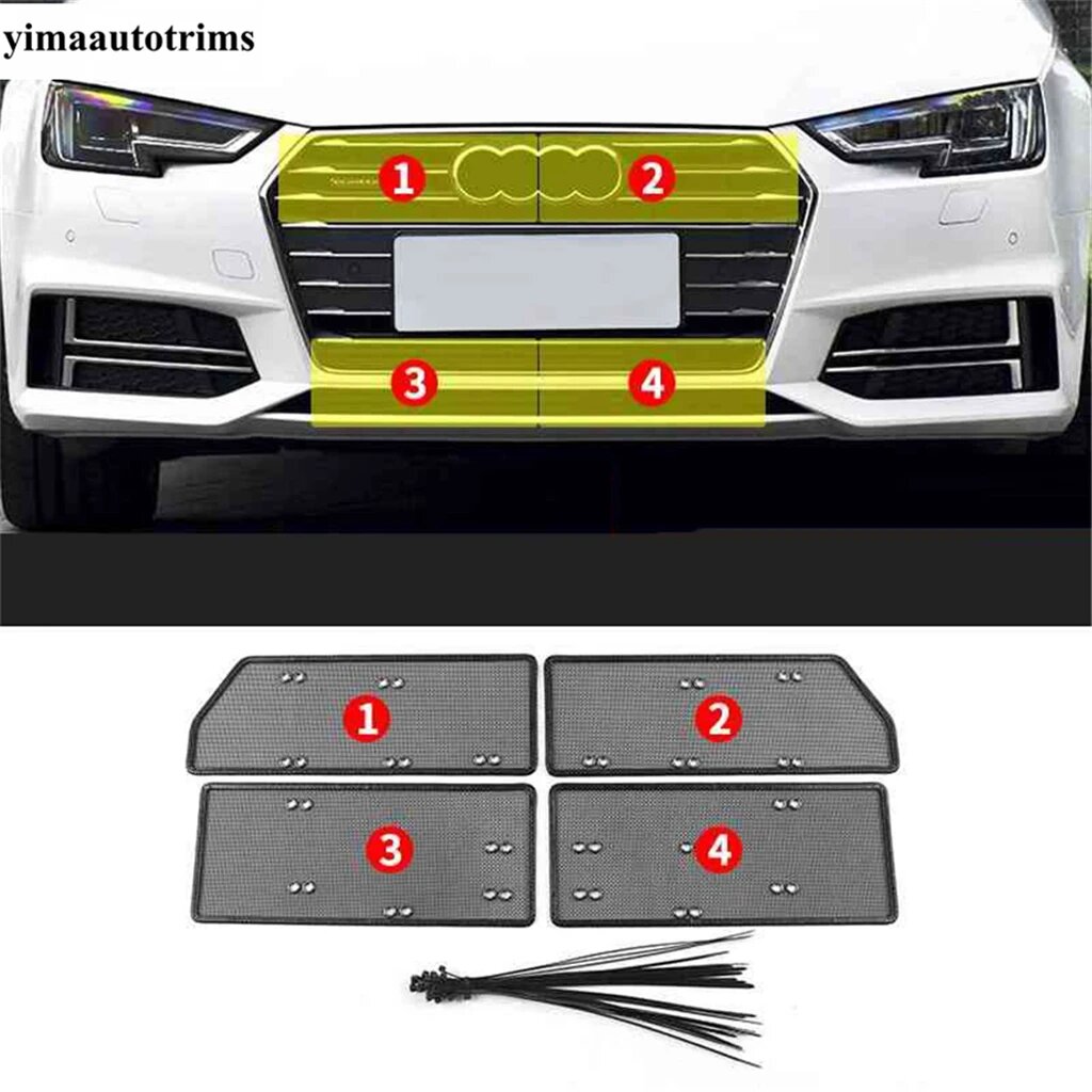 Передняя решетка, сетка от насекомых, вставка, сетка, защита от предотвращения, аксессуары, внешняя часть для Audi A4 B9 2016-2019