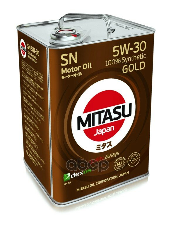 MITASU MITASU 5W30 6L масло моторное GOLD SN API SN ILSAC GF-5 DEXOS 1 синт шт.