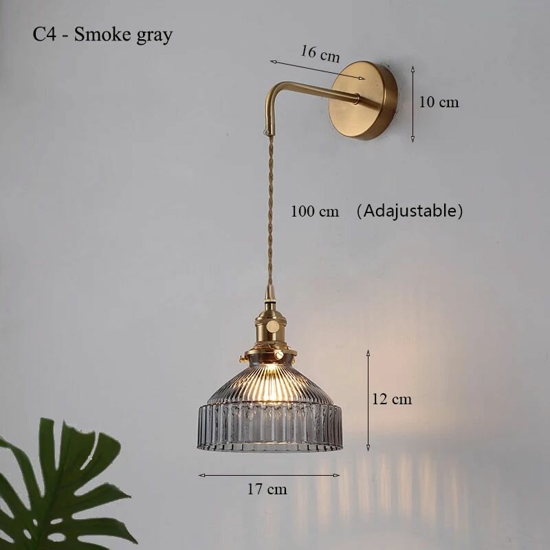 Бра, Цветной Стеклянный Абажур, Винтажный Стиль, Подходит Для Спальни, Кабинета, Гостиной