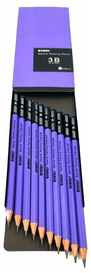 Карандаш чернографитный NYONI 10шт 3B