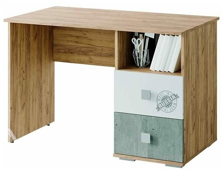 Стол письменный ПС-02 «Тренд» (Крафт/белый фп/метрополитан грей) БТС