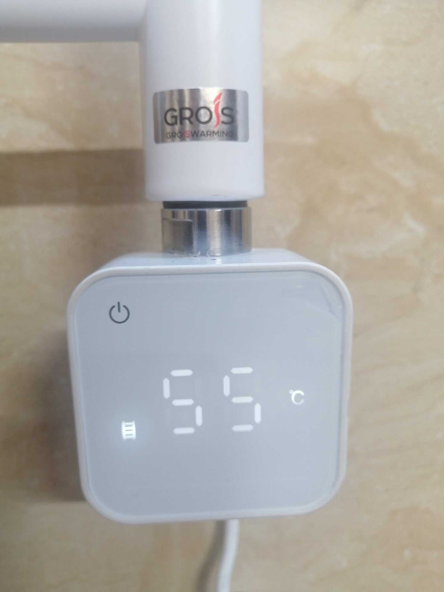 Тэн для полотенцесушителя сенсорный с дисплеем и таймером 300 ватт белый