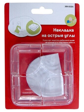 Накладки на острые углы, размер 4х4см, прозрачный, набор 4шт