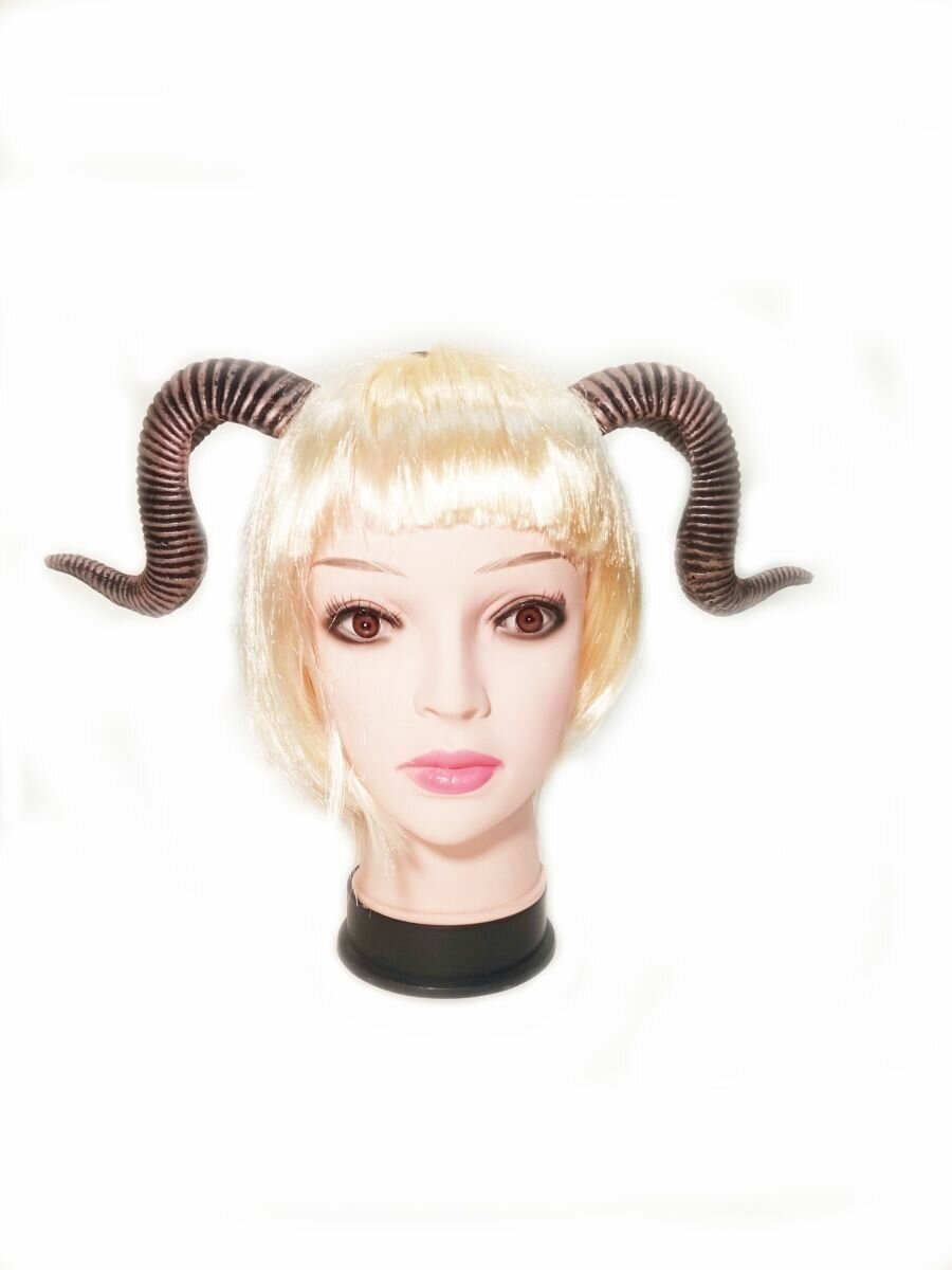 Ободок Сфера Рога Барана, карнавальный аксессуар, черный, пластик, 1шт