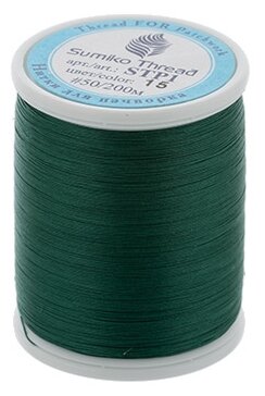Швейные нитки SumikoThread для пэчворка STP1 50 100% хлопок 200 м 219 я №15 т. зеленый