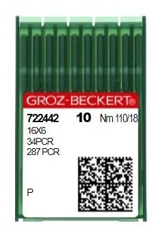 Иглы Groz Beckert д/кожи №110/18 1пл. х10игл. (тонкая колба) 722442