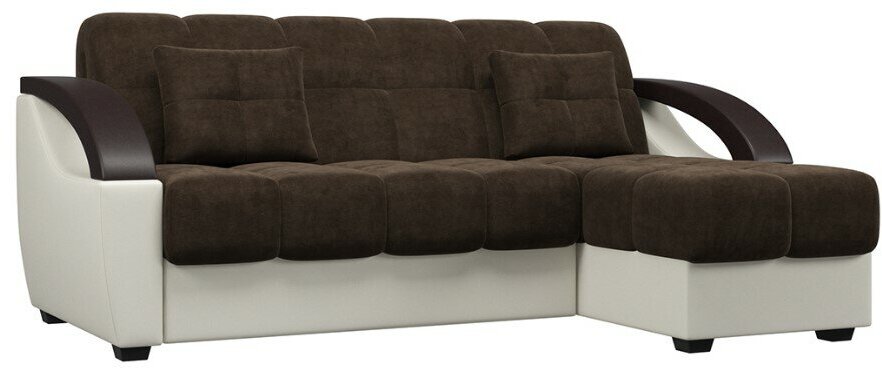 Угловой диван Монреаль 2 Монтего Коричневый Велюр Экокожа, аккордеон, 258х162х88 см