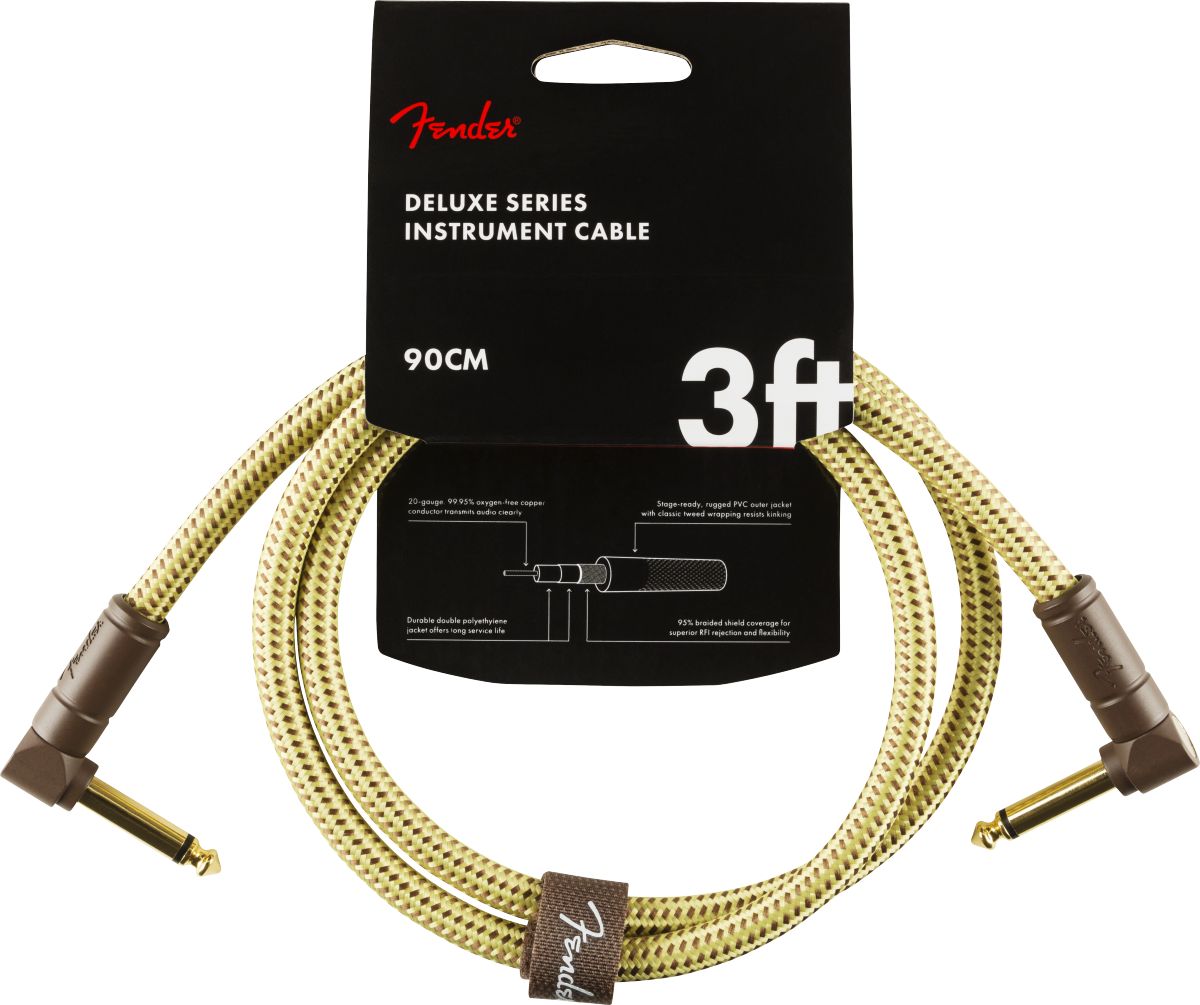 Инструментальный кабель Fender Deluxe Series Instrument Cable Angle/Angle Tweed 90см