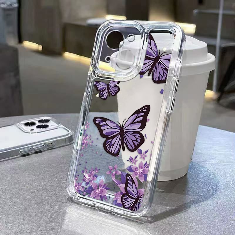 Чехол на Айфон 15 / iPhone 15 Прозрачный с бабочка силиконовый удароПрочный
