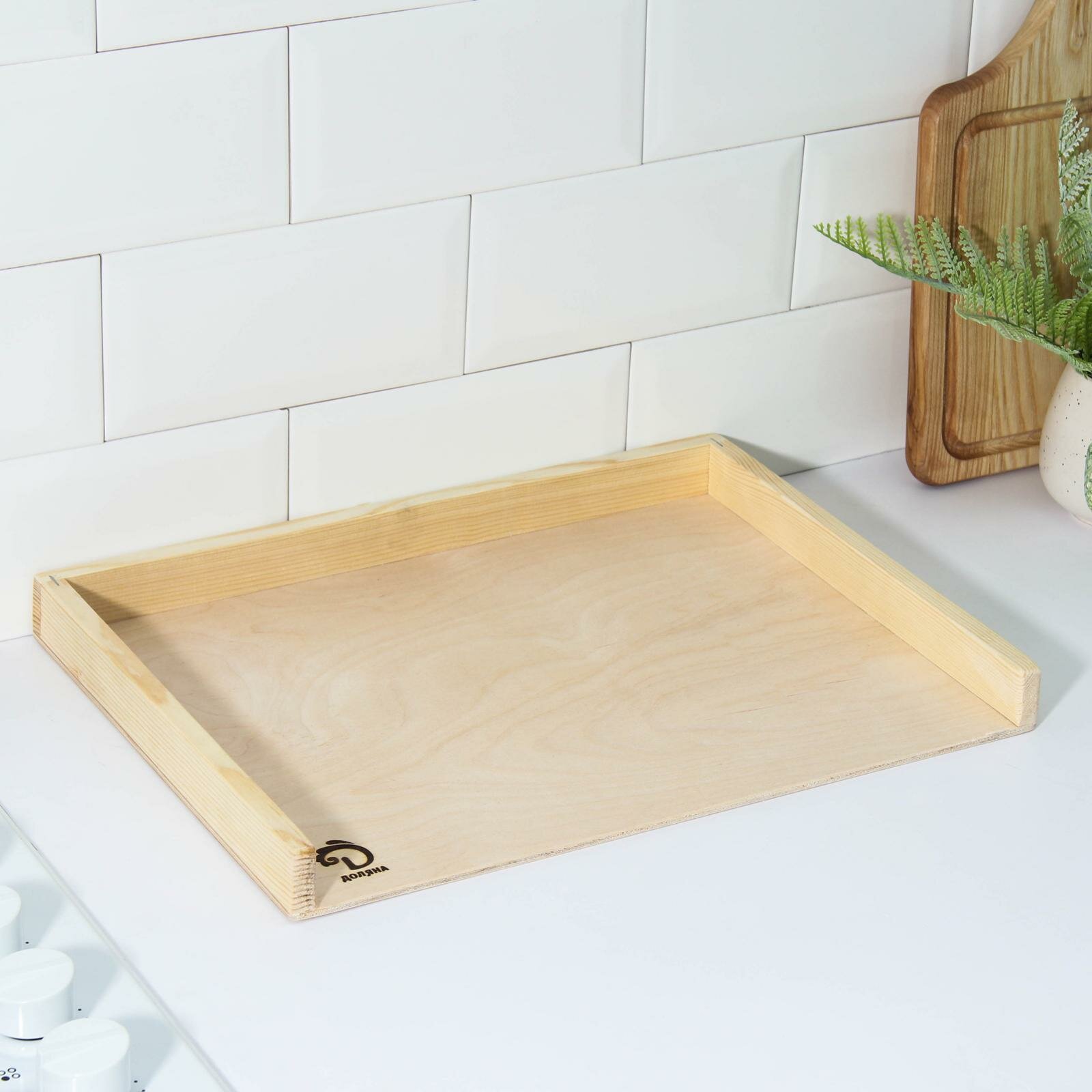 Доска с бортиком для пельменей и пирогов Доляна «Хозяюшка», 40×30×0.4 см, дерево