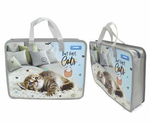 Папка А4 на молнии,1отделение "Уютный котик"