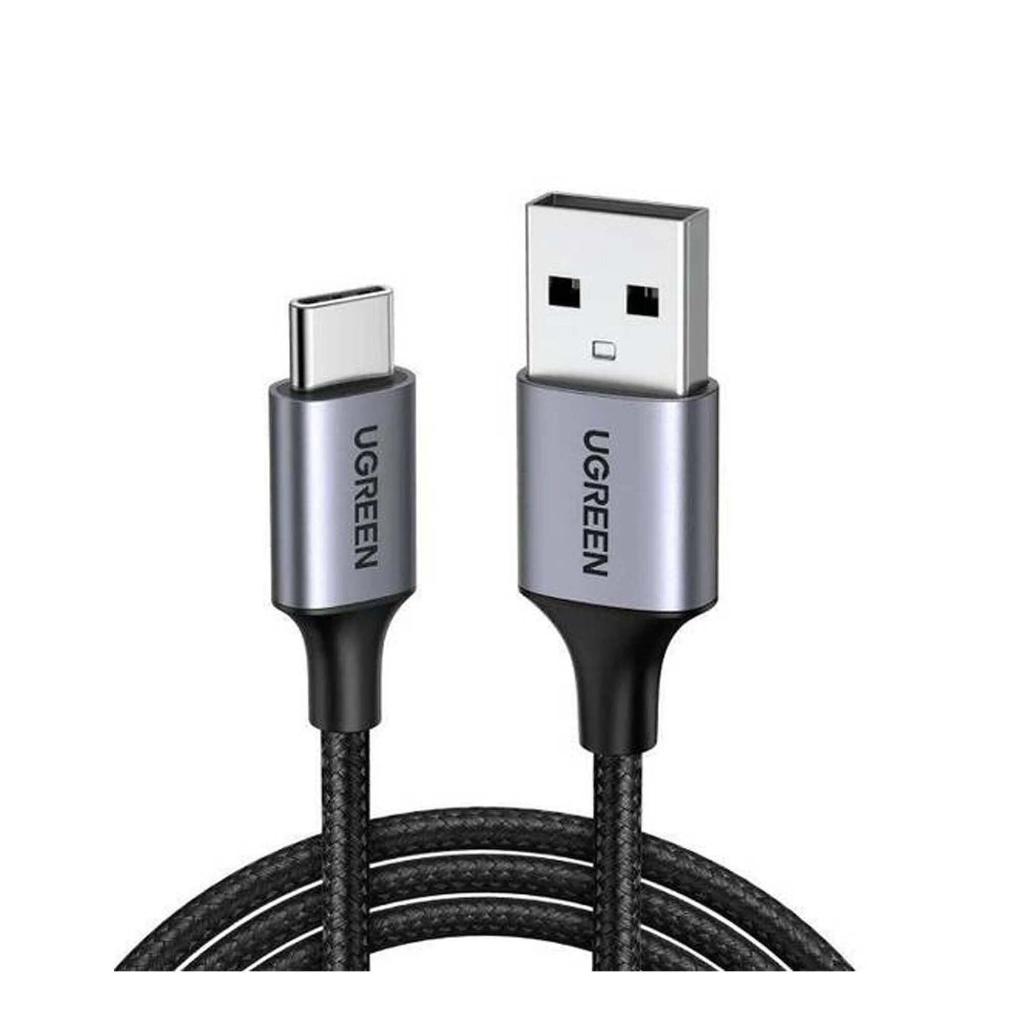 Ugreen US288 (60127) USB-A 2.0 to USB-C Cable Nickel Plating Aluminum Braid 1.5m black usb кабель (usb-a to usb-c)