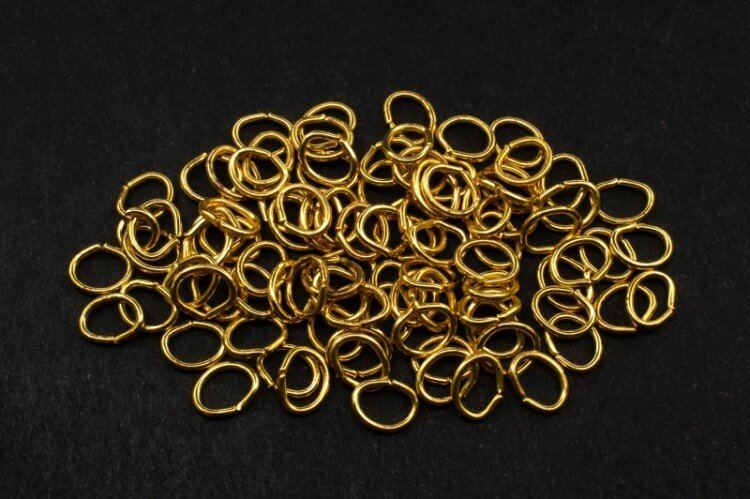 Кольца соединительные овальные 5,5х4,3х1мм, разъёмные, цвет золото, железо, 13-095, 10г (около 200шт)