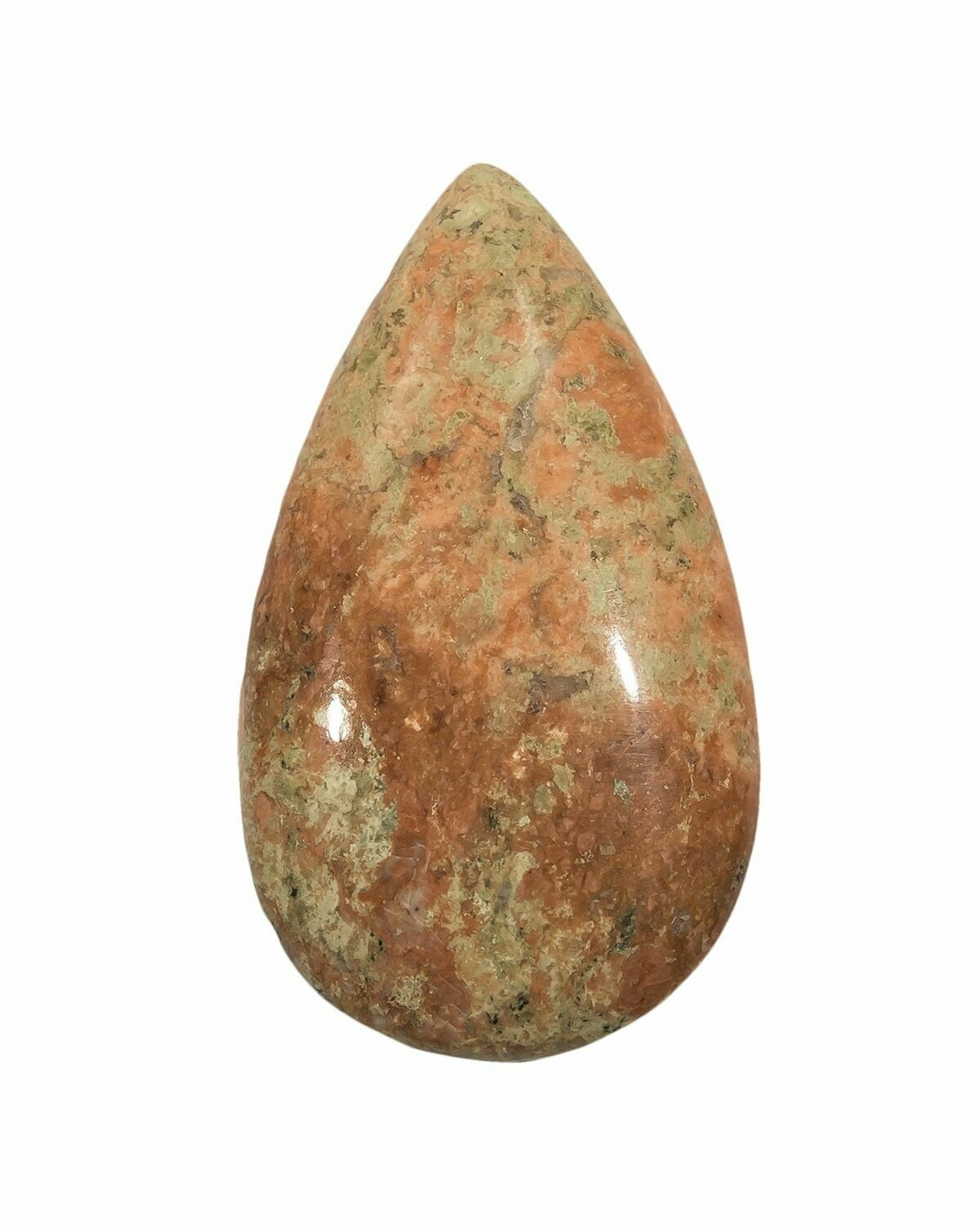 Кабошон из унакита размером 52х30х7 мм.