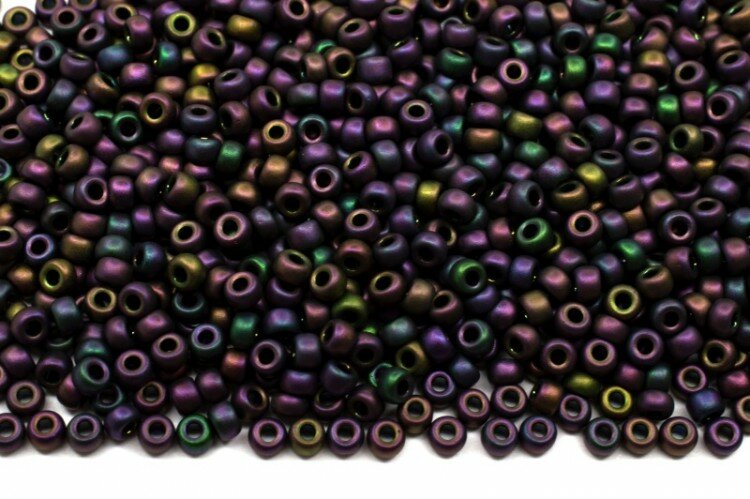 Бисер японский MIYUKI круглый 11/0 #2062 фиолетовый, матовый металлизированный ирис, 10 грамм