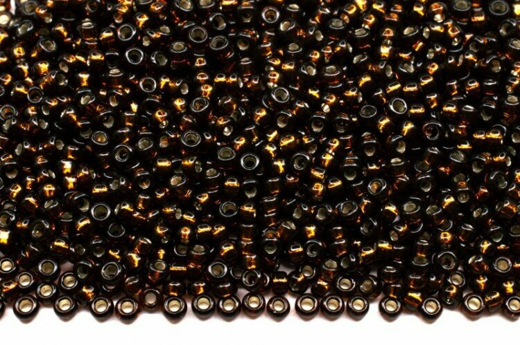 Бисер японский MIYUKI круглый 15/0 #1429 дымчатый топаз, серебряная линия внутри, 10 грамм