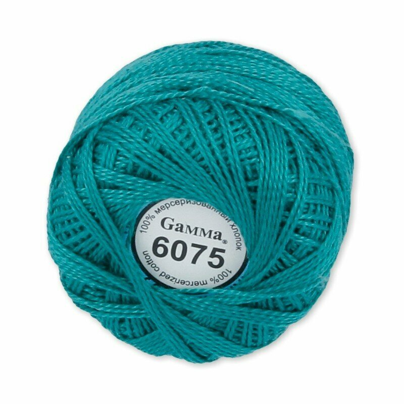 Пряжа "Gamma" Ирис 100% хлопок 10 г 82 м №6075 т. бирюзовый
