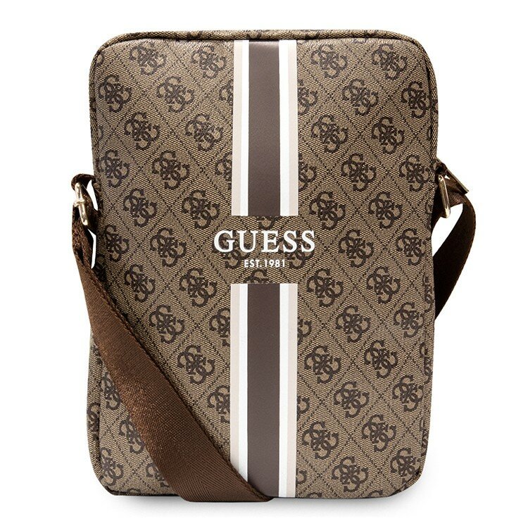 Сумка Guess 4G Stripes через плечо на молнии, 25 х 19 х 4 см, коричневая