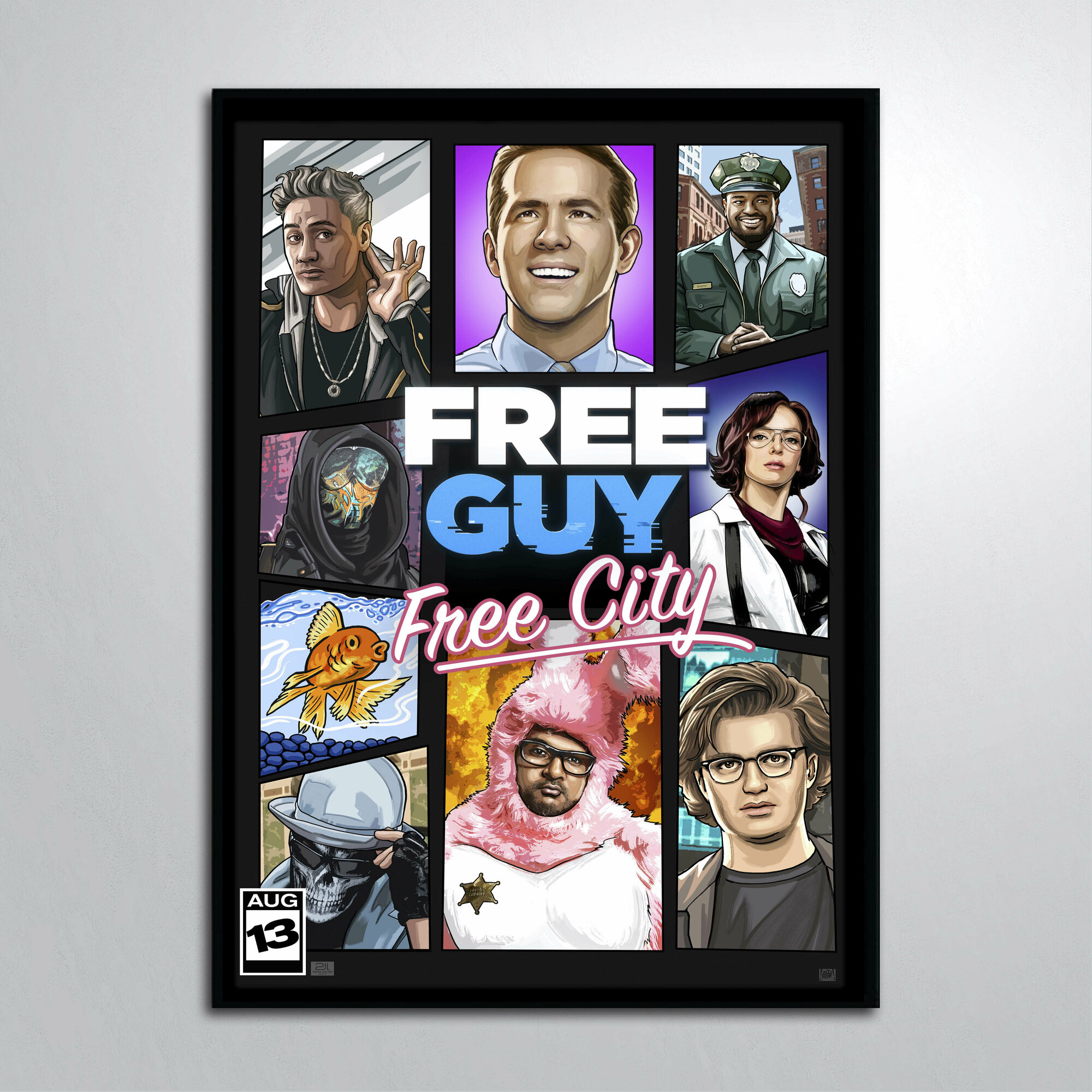 Постер без рамы/Главный герой Райан Рейнольдс GTA Free Guy