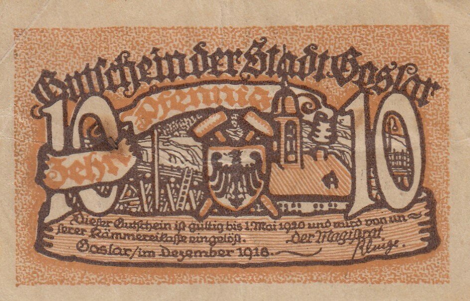 Германия (Германская Империя) Гослар 10 пфеннигов 1918 г.