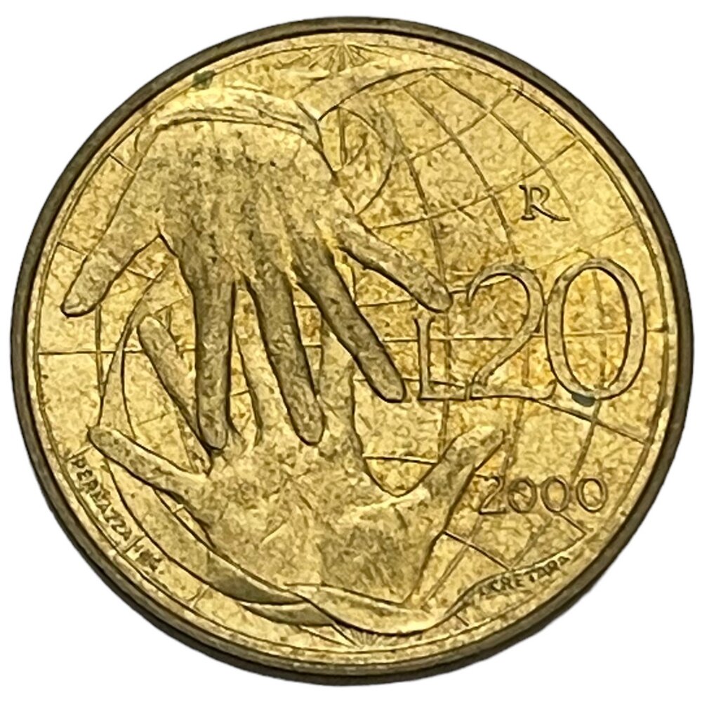 Сан-Марино 20 лир 2000 г. (Человек на пути к третьему тысячелетию - Солидарность)