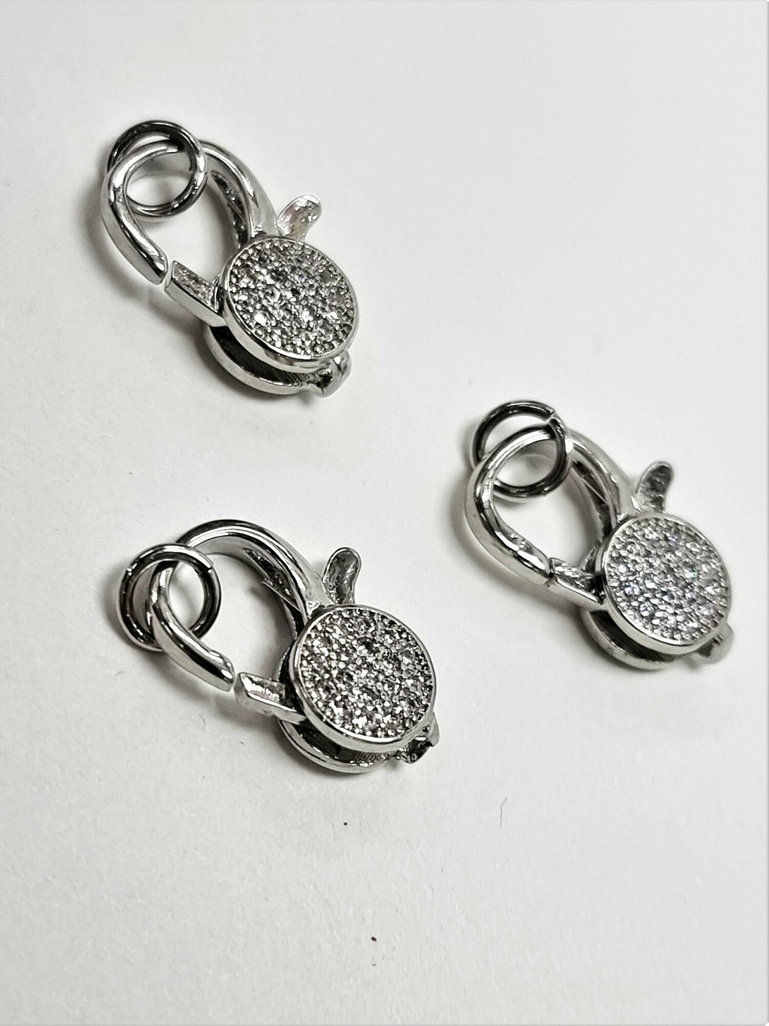 Карабины со стразами. Родий. 3шт.