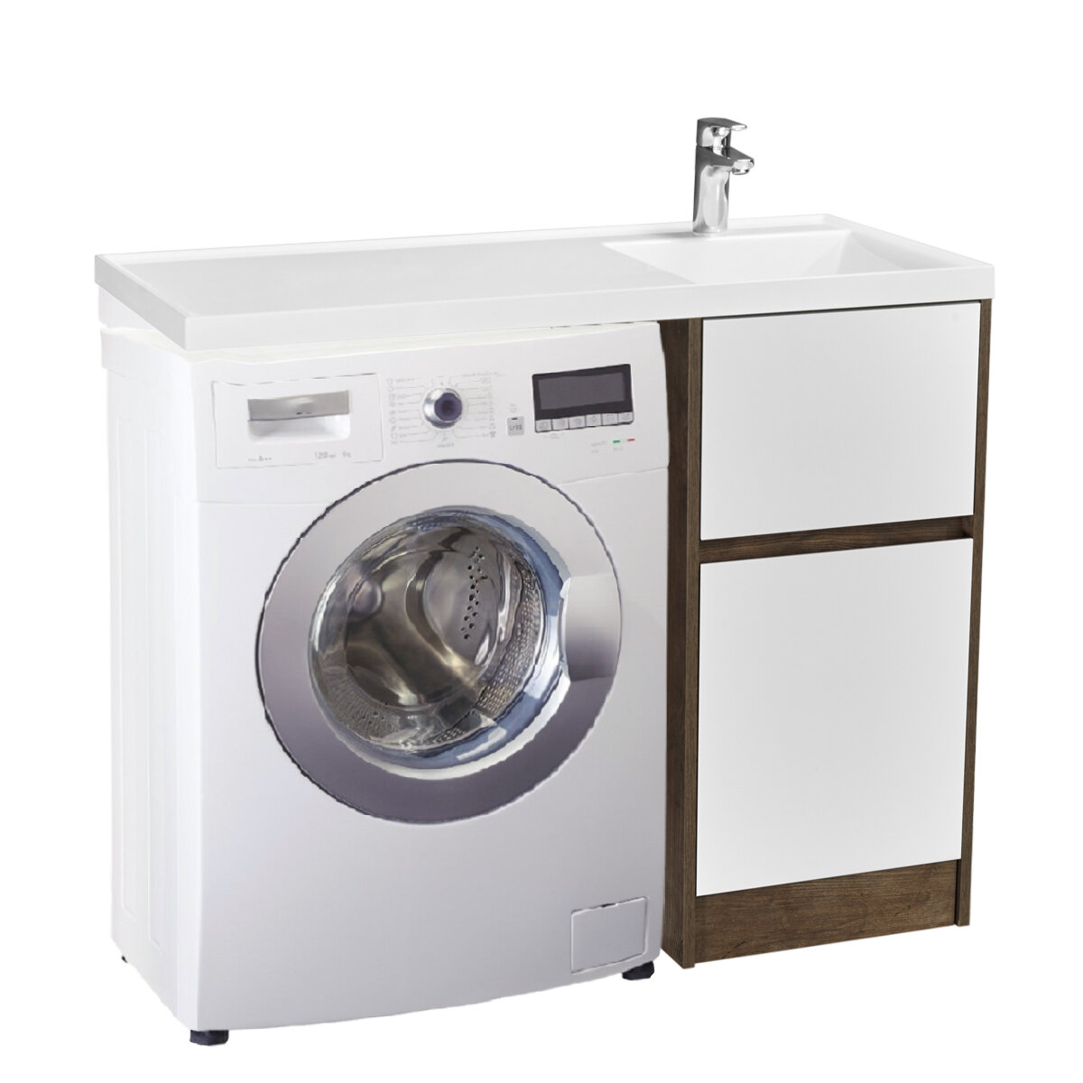 Тумба под раковину AQUATON Лондри 40 1A2670K2LHDY0 400x496x882 для стиральн. машины, дуб кантри/белый