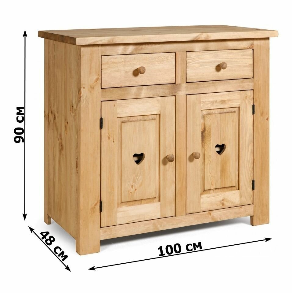 KTB22 Тумба деревянная 2 дверки 2 ящика, полка Прованс Старение/Воск 100х48х90 см