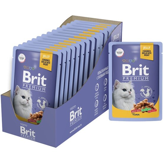 Корм для взрослых кошек Brit Premium Тунец в желе 14шт.*85г