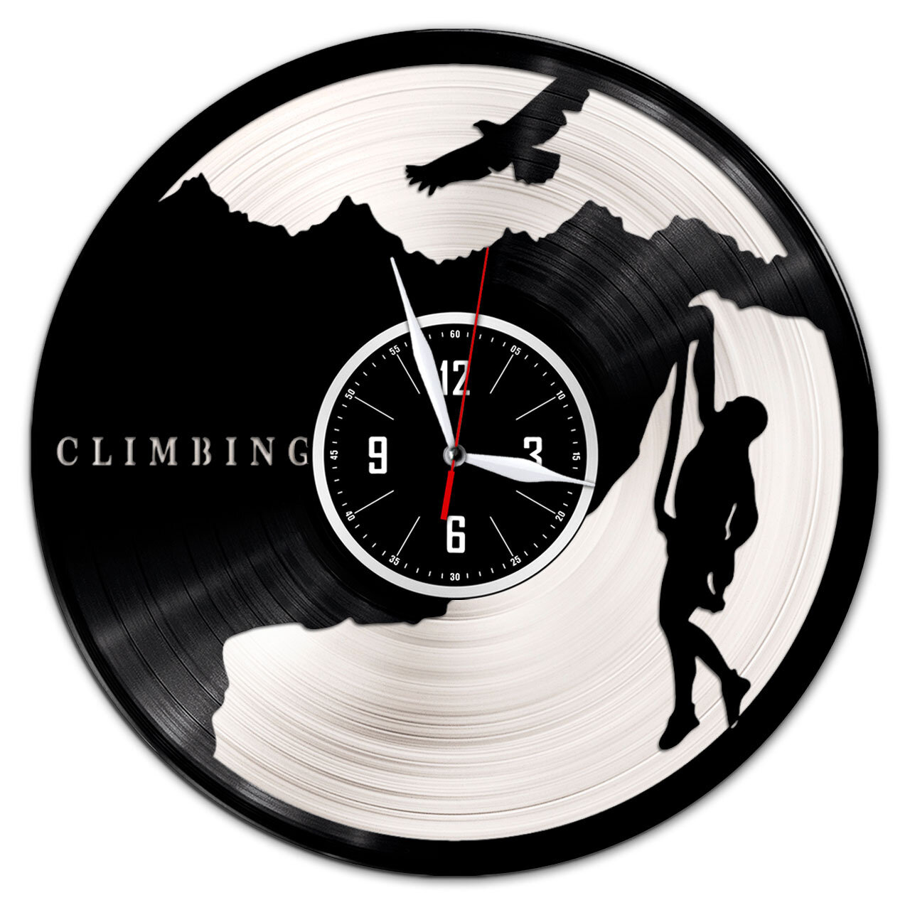 Сlimbing - настенные часы из виниловой пластинки (с серебряной подложкой)