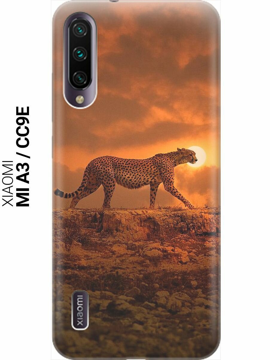 Силиконовый чехол на Xiaomi Mi A3, CC9e, Сяоми Ми А3, Ми СС9е с принтом "Закатный гепард"