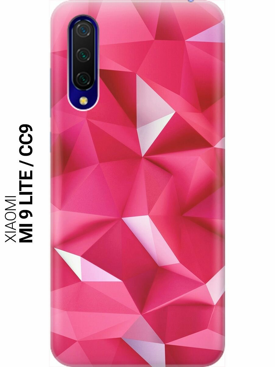 Силиконовый чехол на Xiaomi Mi 9 Lite, CC9, Сяоми Ми 9 Лайт, Ми СС9 с принтом "Малиновые ромбы"