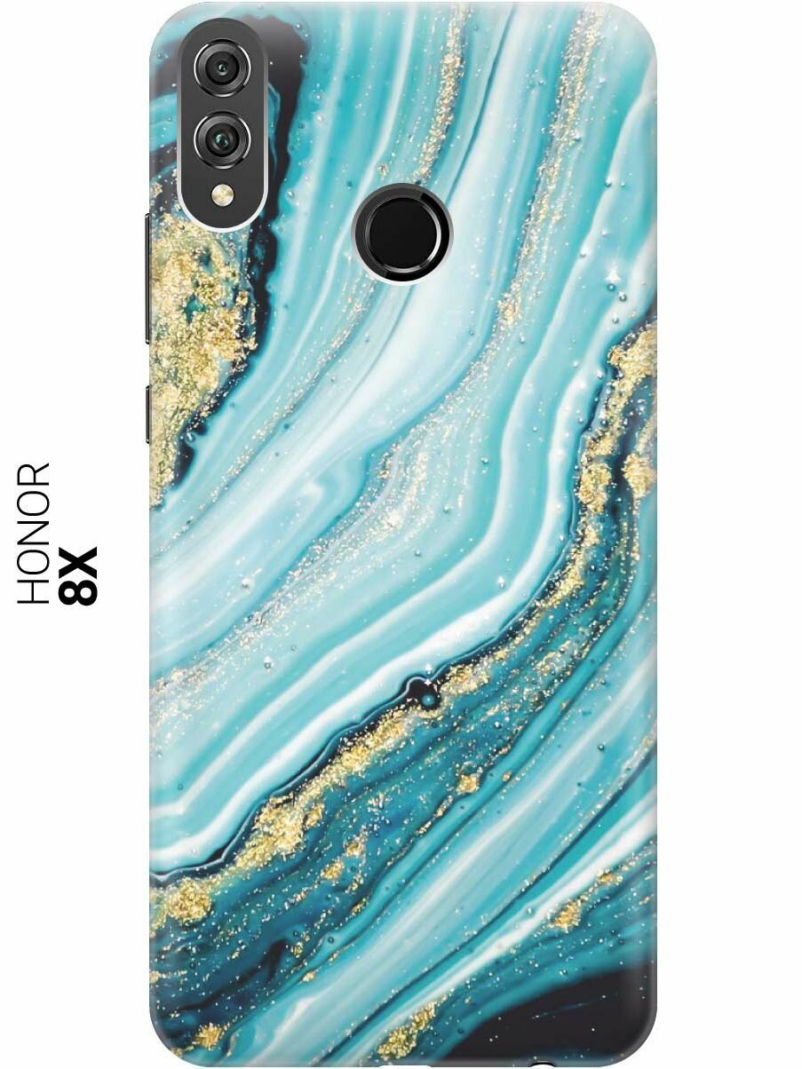 Ультратонкий силиконовый чехол-накладка для Honor 8X с принтом "Green Marble"