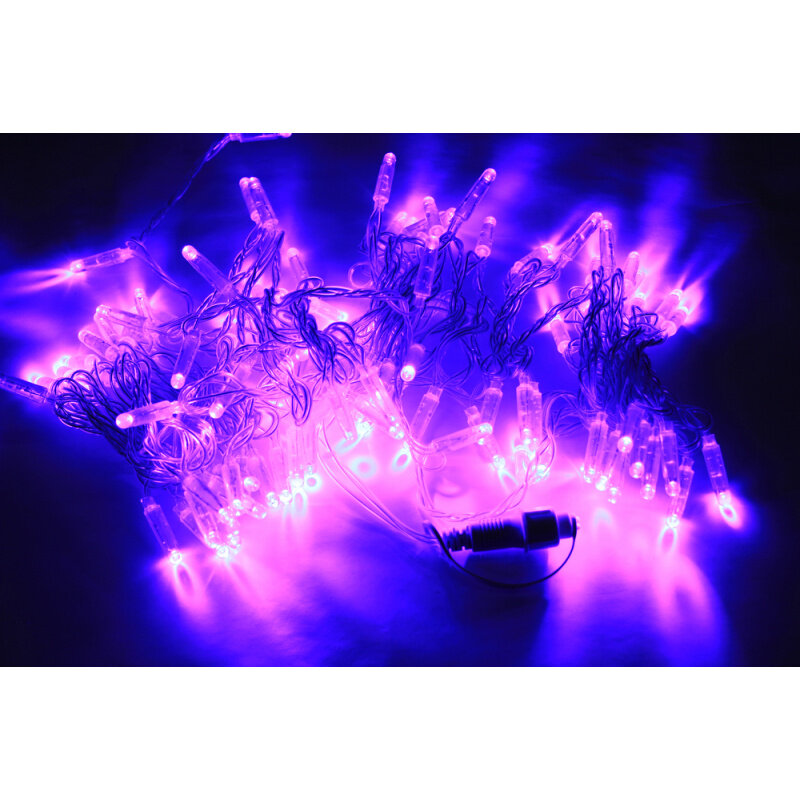 LED-PLS-100-10M-240V-V/C-W/O, фиолетовый/прозр. провод, соед (без сил шнура) С колпачком