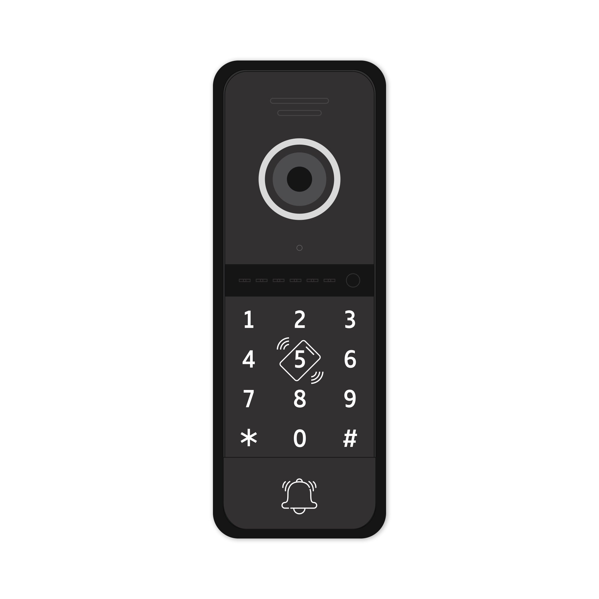 FANTASY MRK FHD BLACK Novicam v.4858 - вызывная панель; СКУД: 200 пользователей, Mifare, наборная клавиатура, AHD камера: 2.1 Мп (переключение 1080p/AHD 720p/CVBS), обзор 140°, световая индикация , питание DC 12-15В; угловое крепление в комплекте