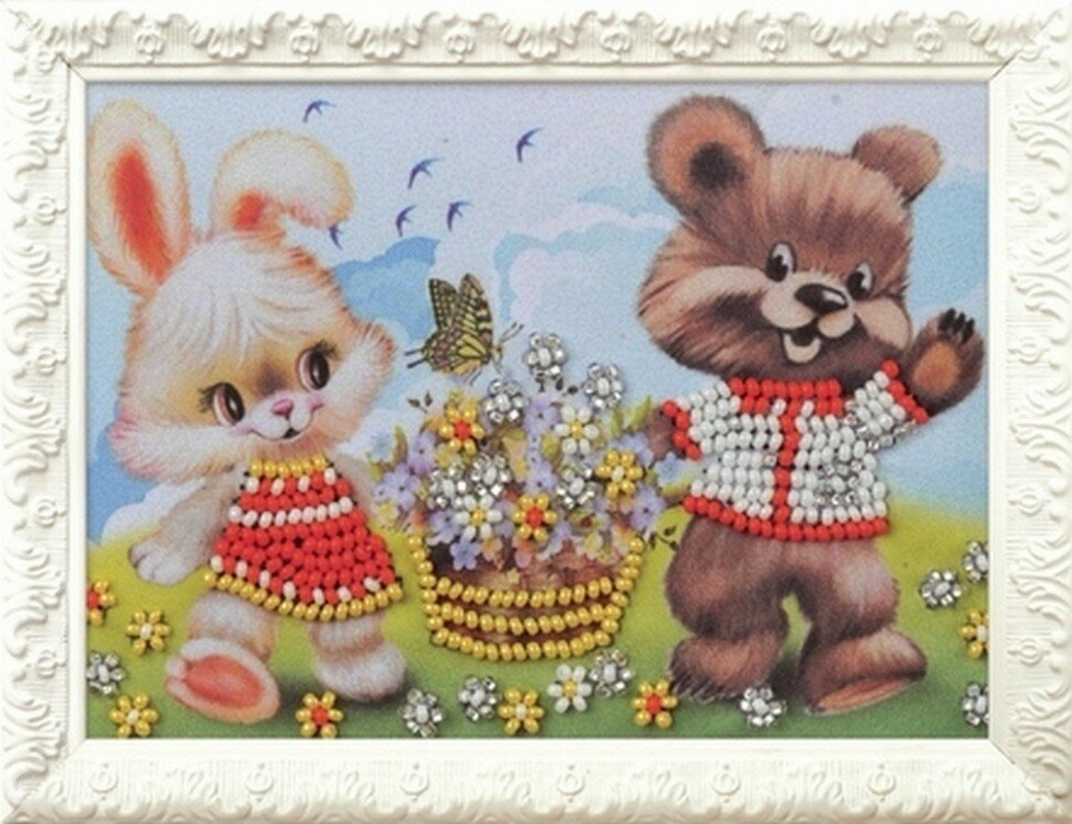 Набор для вышивания Радуга бисера #В-510 Веселые друзья, Вышивка бисером, 15 x 10 см