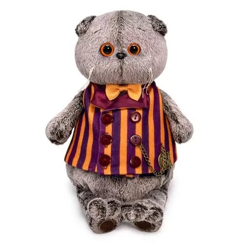 Budi Basa Мягкая Игрушка Кот Басик в полосатом жилете (19см, в подарочной коробке) Ks19-221, (ООО "