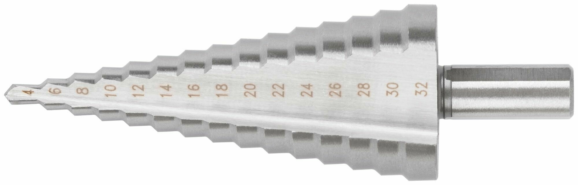 Сверло ступенчатое HSS ( Р6М5 ) по металлу, 15 ступеней, 4-32 мм