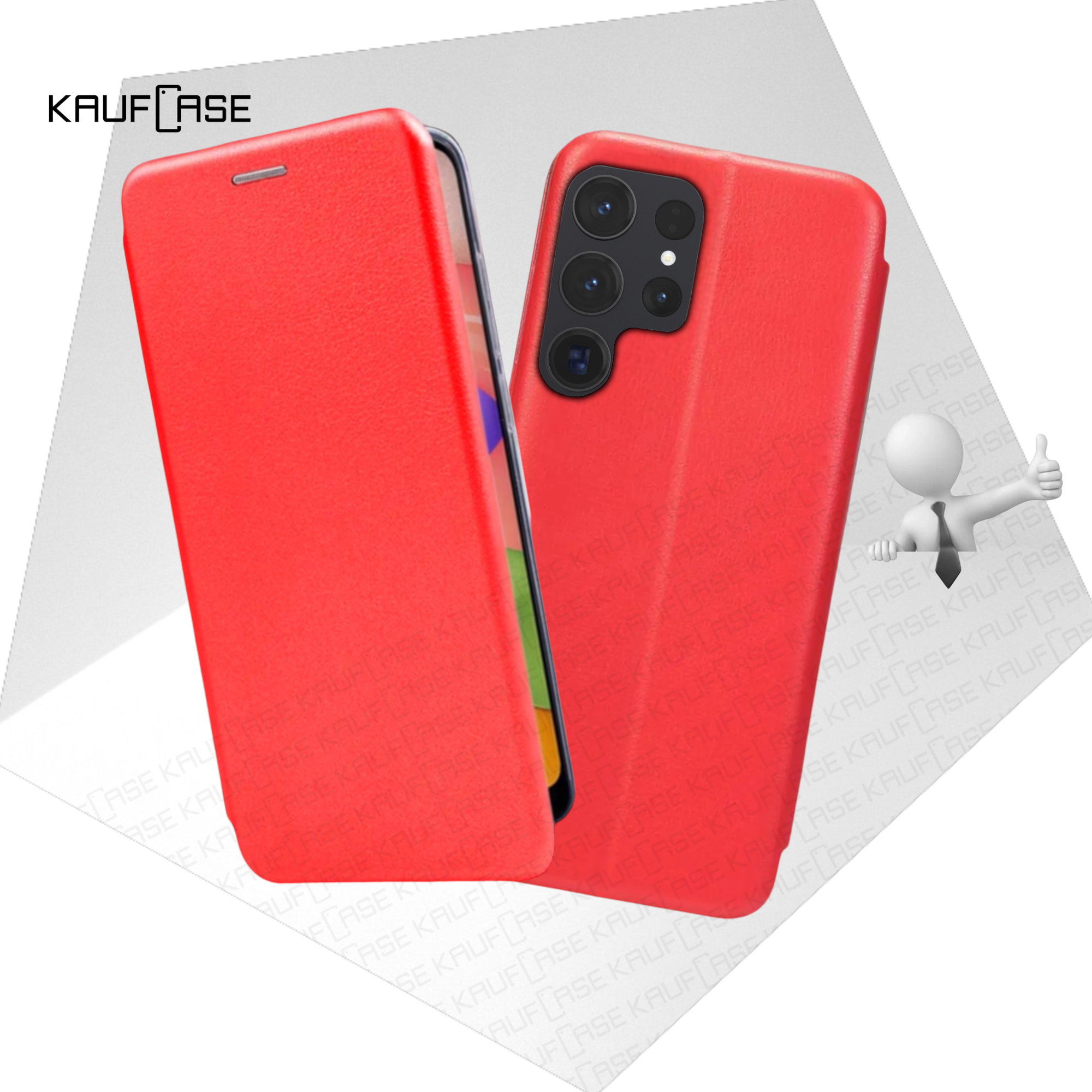 Чехол книжка для телефона Samsung S23 Ultra (S918) (6.8"), красный. Текстура под кожу