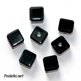 Стеклянная бусина Кубик GLS2-04 черный 8x8 мм, цена за 30 шт.