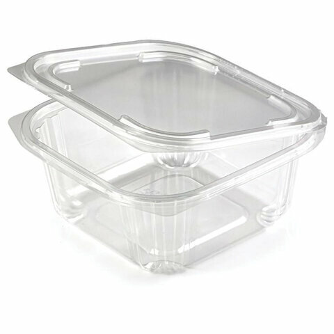 Одноразовый контейнер квадратный 750мл С крышкой юп-рксп комплект 300шт прозрач. ПЭТ, шк167